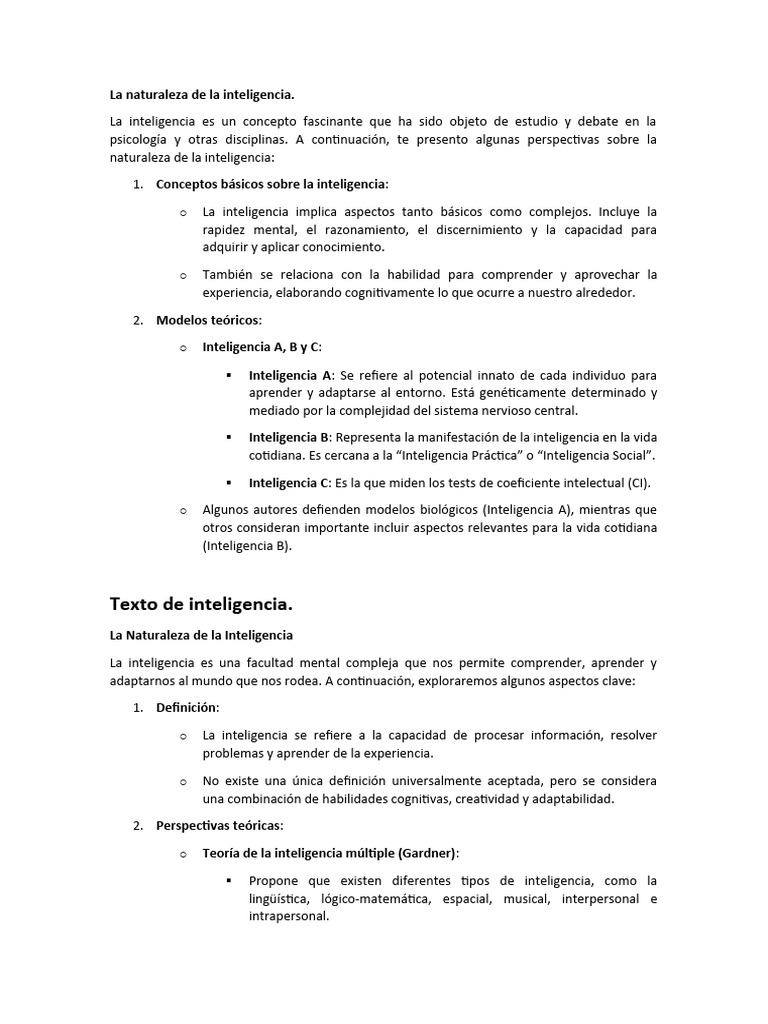La Naturaleza de La Inteligencia | PDF | Inteligencia | Cociente de inteligencia