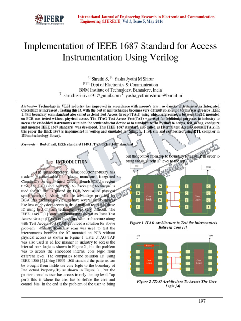Implementation of IEEE 1687 Standard For Access Instrumentation Using Verilog | PDF | Integrated ...
