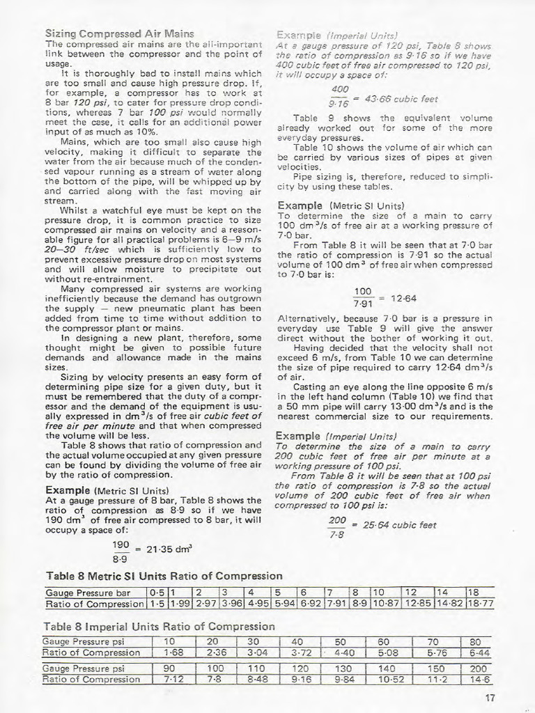 Compressed Air Line Sizing | PDF