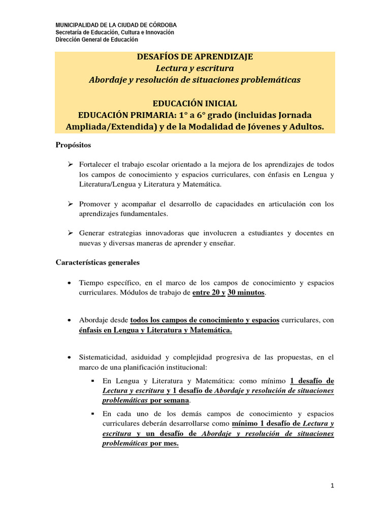 Desaf - Os de Aprendizaje | PDF | Aprendizaje | Educación de la primera ...