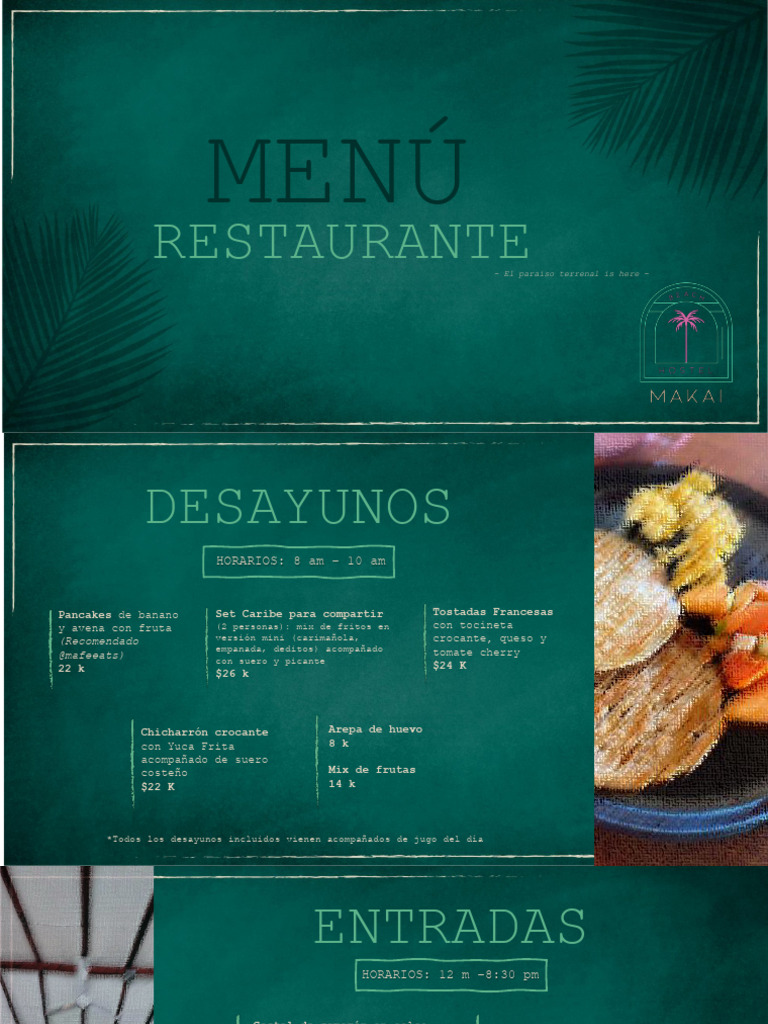 Menú del Restaurante Makai 2024 | PDF | Mariscos | ensalada