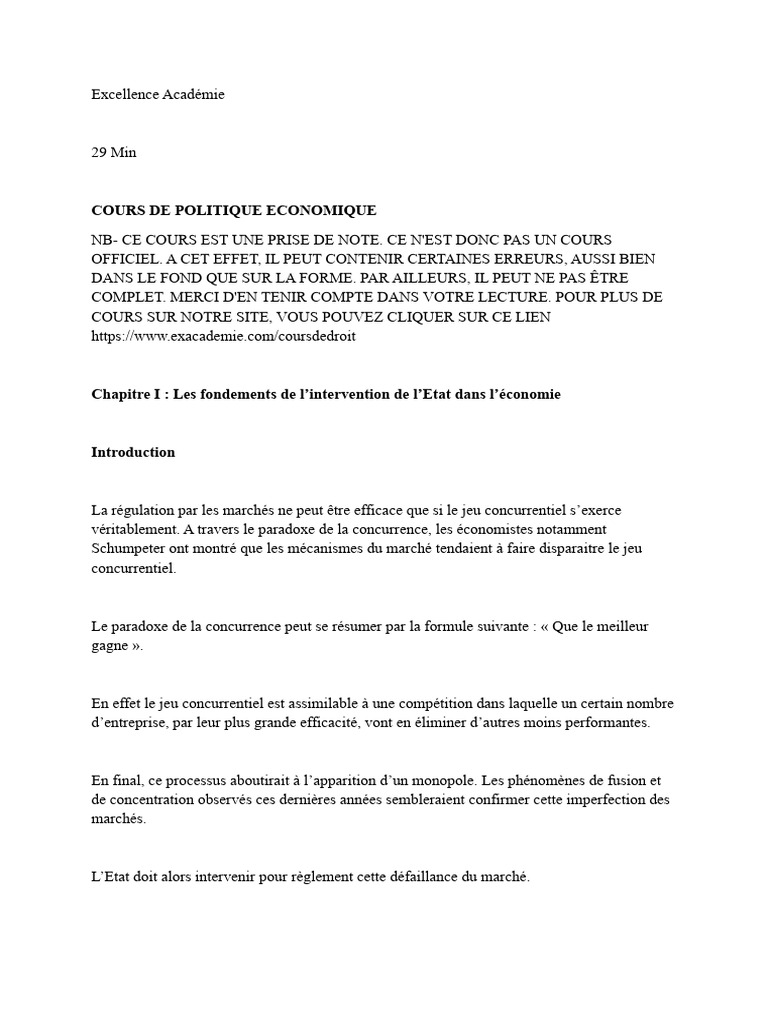 Cours de Politique Économique PDF | PDF | Inflation | Politique monétaire