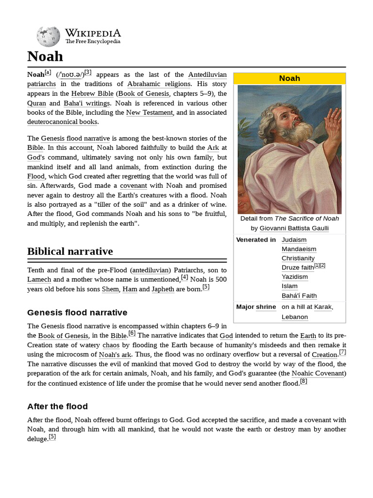 Noah | PDF | Noah | Flood Myth