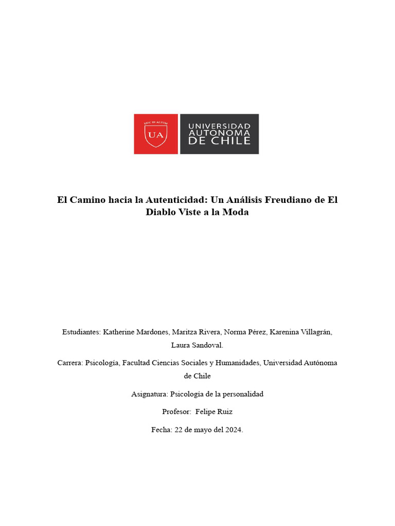 Análisis Freudiano de "El Diablo Viste a la Moda" | PDF | Psicoanálisis ...