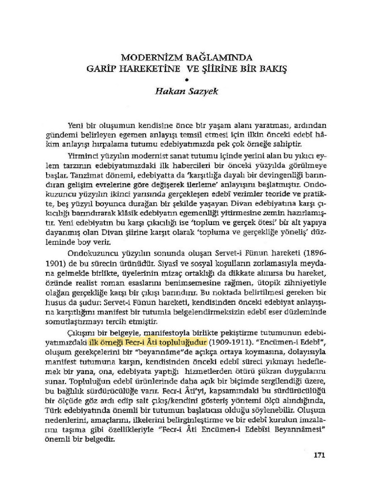 Modernizm Baglaminda Garip Hareketine Ve Siirine Bir Bakis 2 | PDF