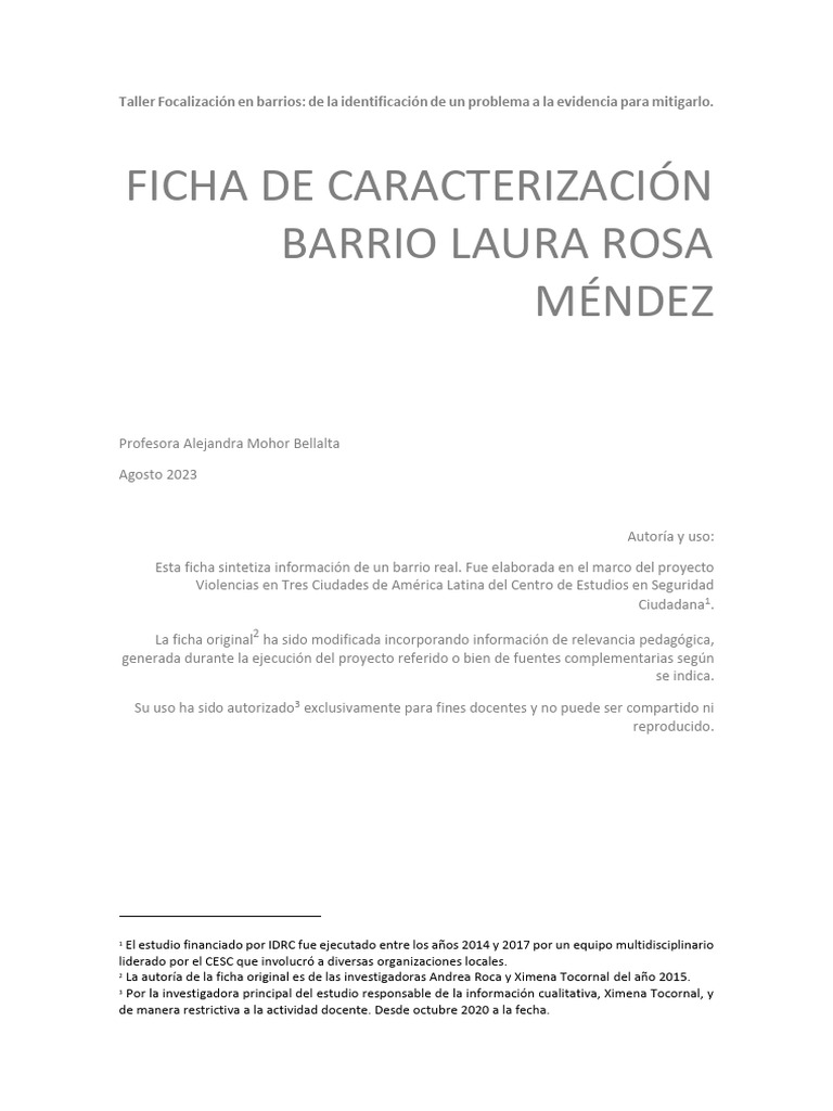 Ficha Caracterización - 1 - LP | PDF | Santiago | Robo