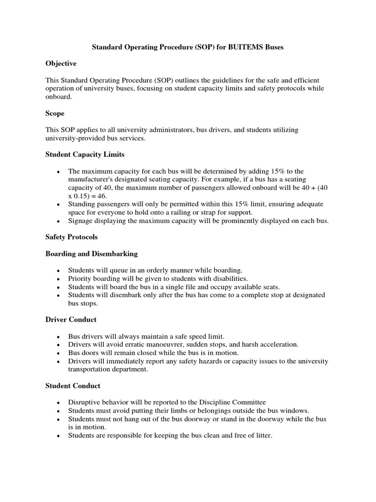 Sop Bus | PDF | Bus | Land Transport