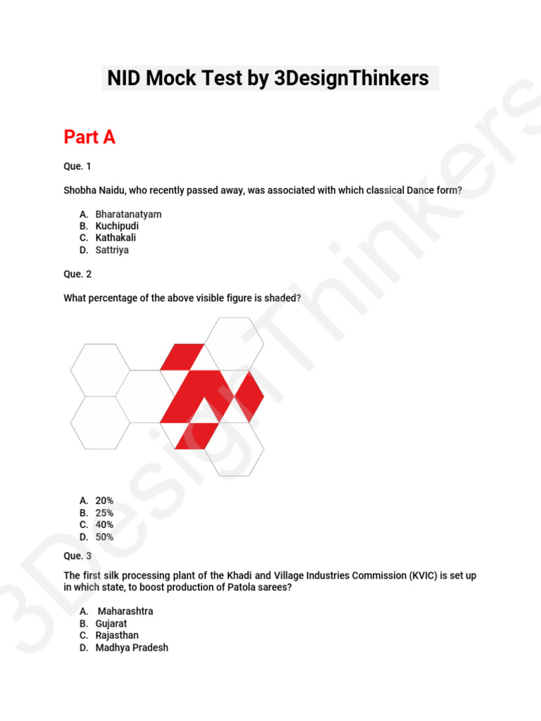 3DesignThinkers NID Mocktest | PDF