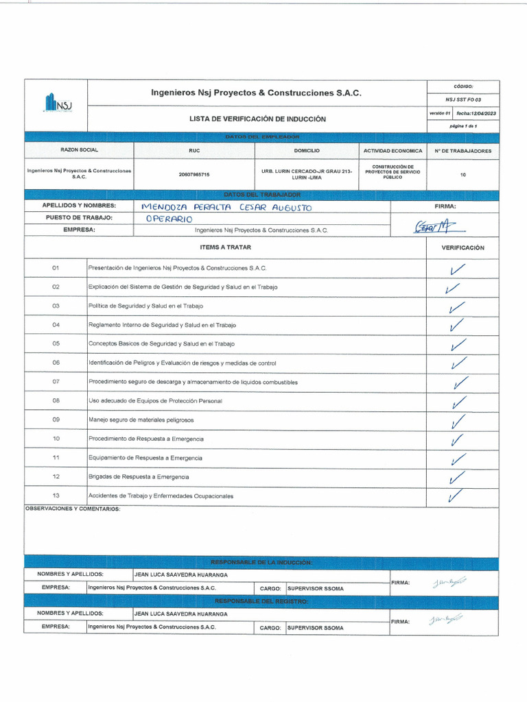 HC SST FO 01 REGISTRO DE INDUCCIÓN 2 | PDF HC SST FO 01 REGISTRO DE INDUCCIÓN 2 | PDF