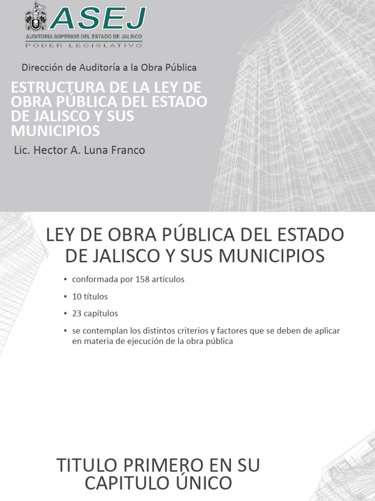 Ley de Obra Pública Jalisco: Estructura y Normas | PDF | Multa (pena ...