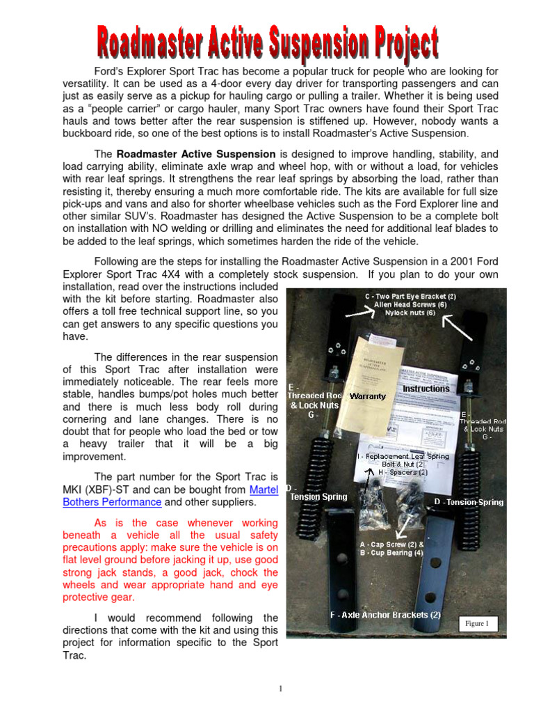 Install Roadmaster Suspension on Sport Trac | PDF | Screw | Land Vehicles