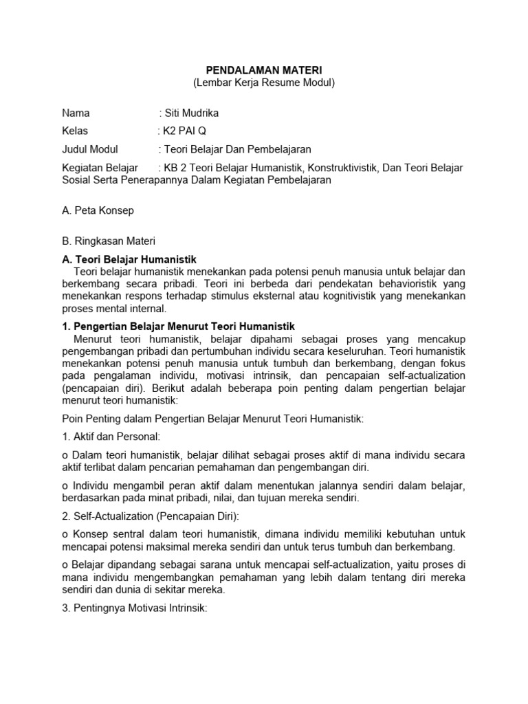 Siti Mudrika Resume KB 2 Modul 9 | PDF | Filsafat | Sains & Matematika