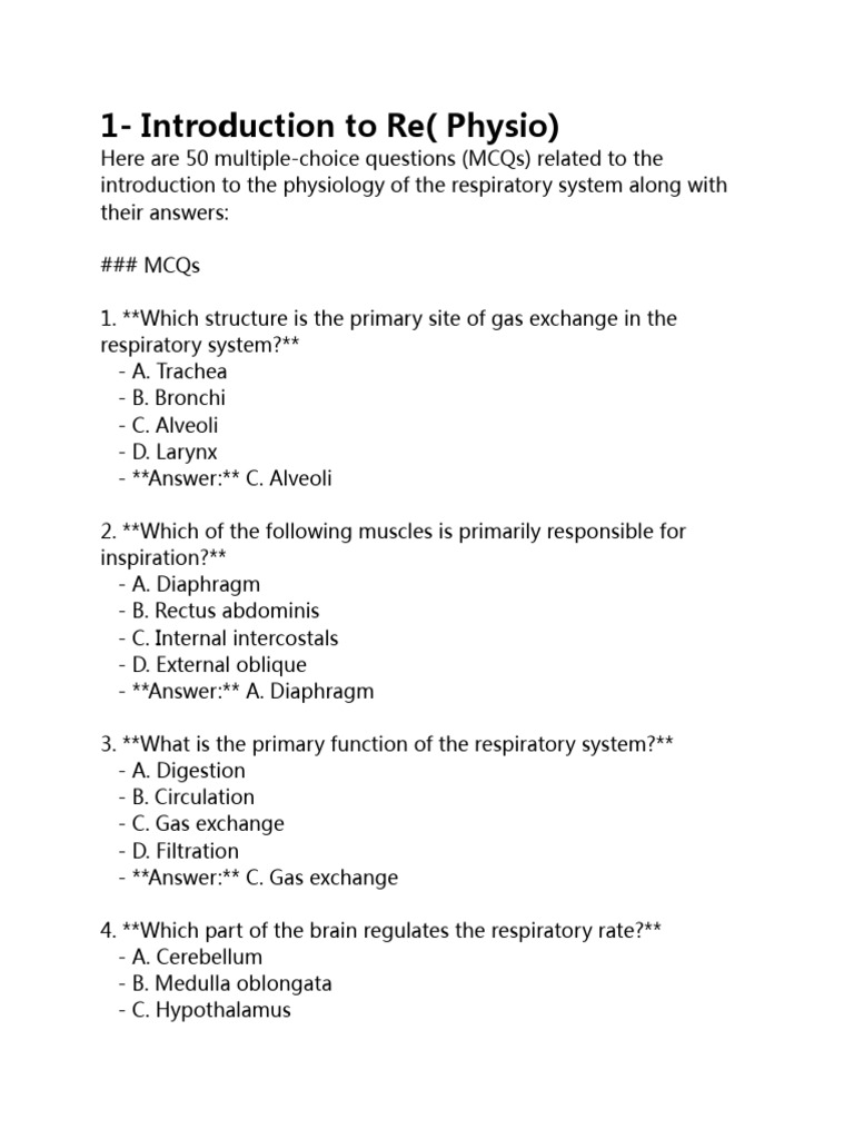 1 - Introduction To Re (Physio) | PDF | Respiratory System | Respiratory Tract