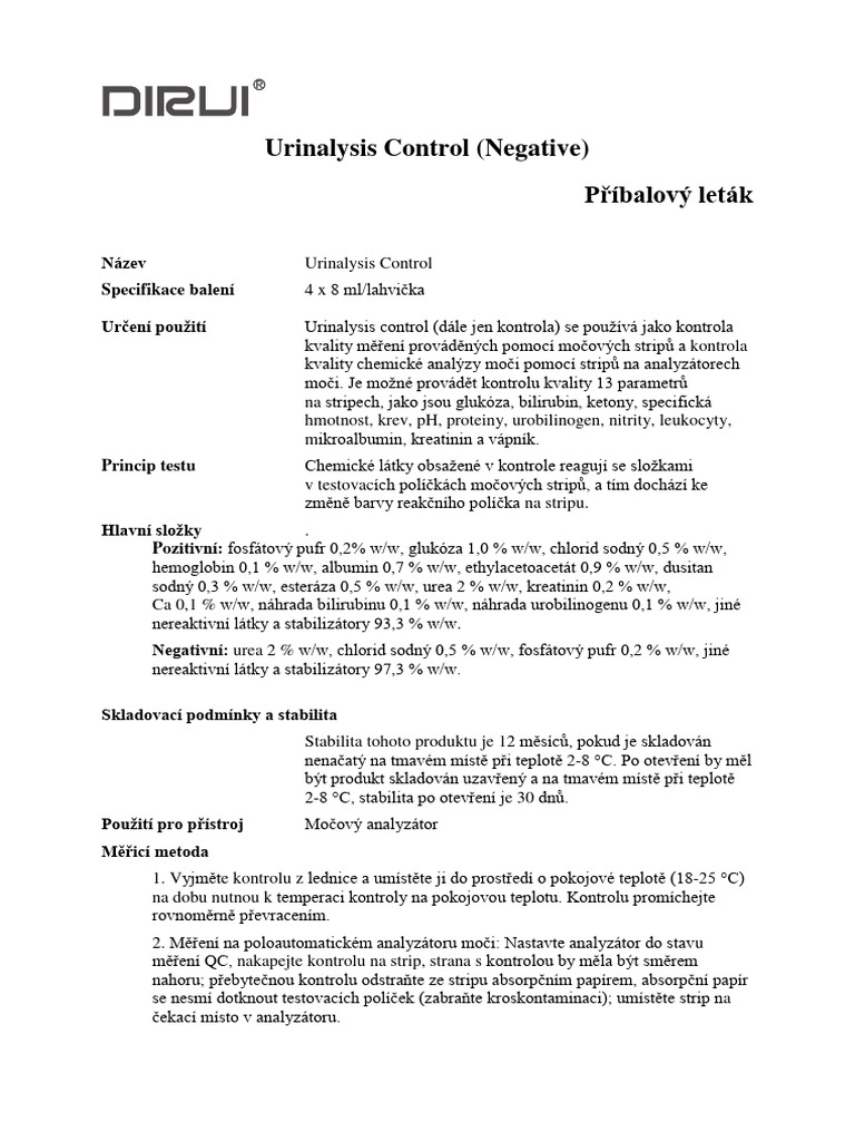 PI - Urinalysis Control Negative | PDF