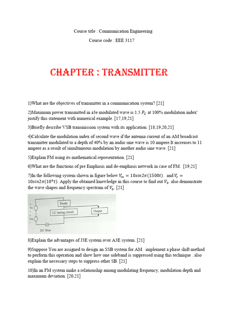 Communication Semester QSN Analysis | PDF | Frequency Modulation | Signal To Noise Ratio