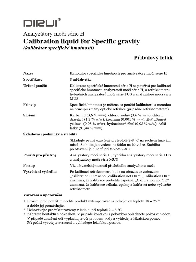 Calibration Liquid For GLUCOSE H Series | PDF