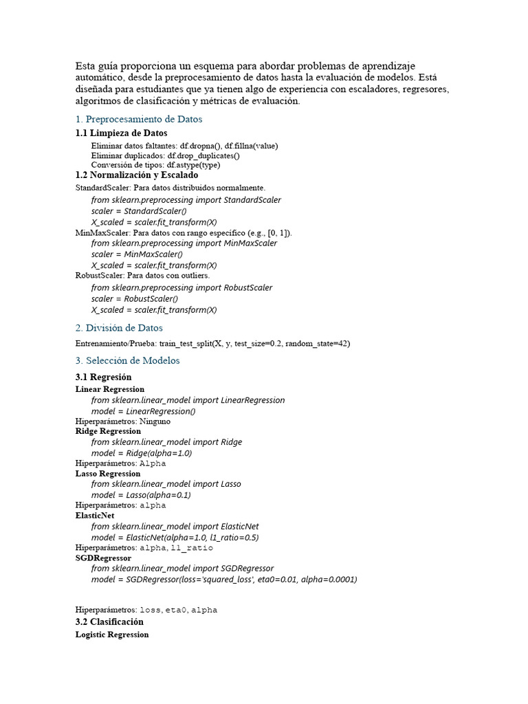 Sklearn Guion | PDF | Algoritmos | Neurociencia Computacional