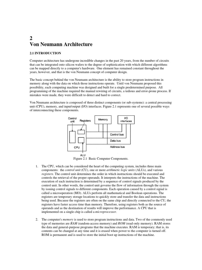 Von Neumann Architecture | PDF | Random Access Memory | Central Processing Unit