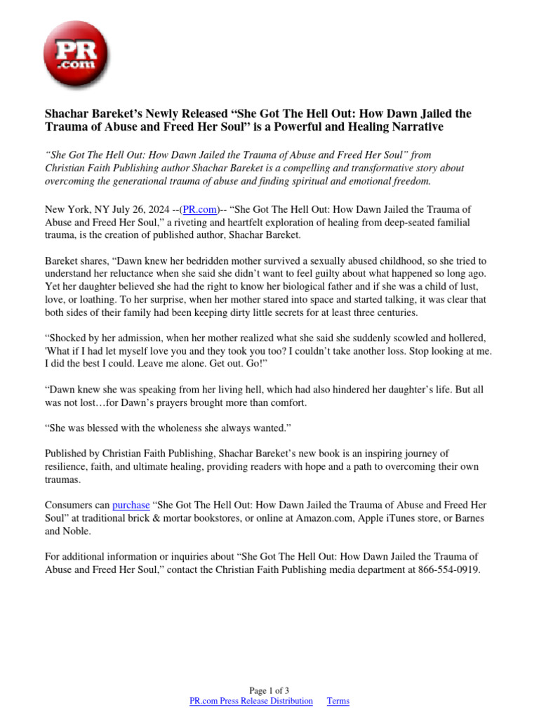 Shachar Bareket's Newly Released "She Got The Hell Out: How Dawn Jailed ...