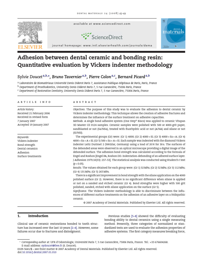 Adhesion Between Dental Ceramic and Bonding Resin | PDF | Adhesion ...