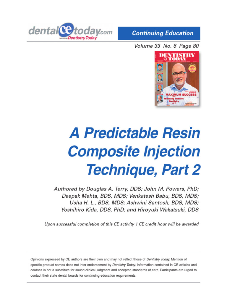 Injectable Resin Composite Technique II | PDF | Dental Composite ...