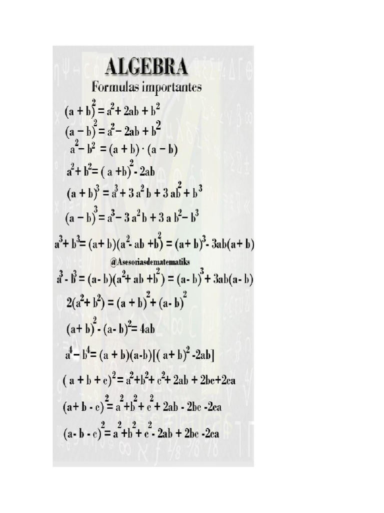 Formulas de Algebra | PDF