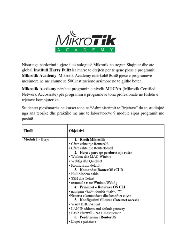 Mikrotik Academy | PDF