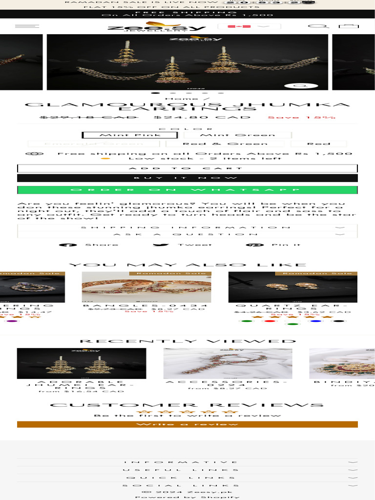 Glamourous Jhumka Earrings - Zeesy - PK | PDF