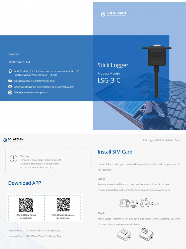 Stick Logger LSG 3 C Installation Guide | PDF