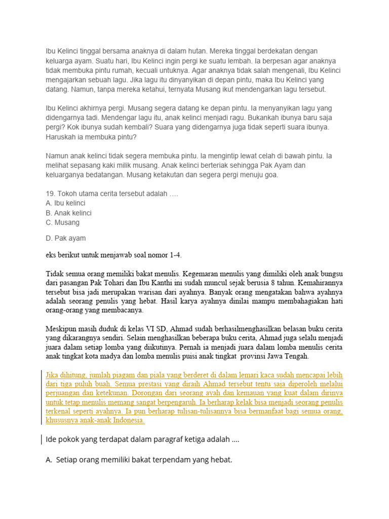 Rencana Soal Usp Bindo 2021 | PDF