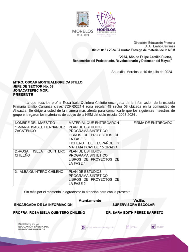 Oficio Oscar Montealegre | PDF