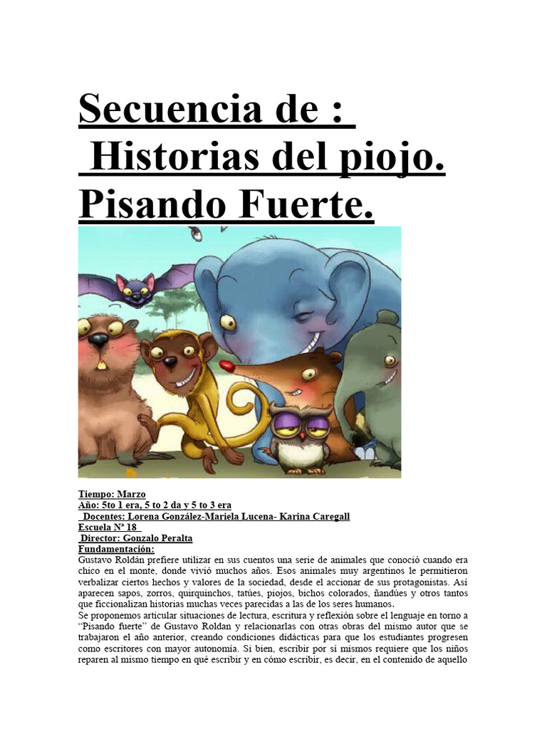 Secuencia N 1 Historias Del Piojo | PDF | Autor | Cuentos