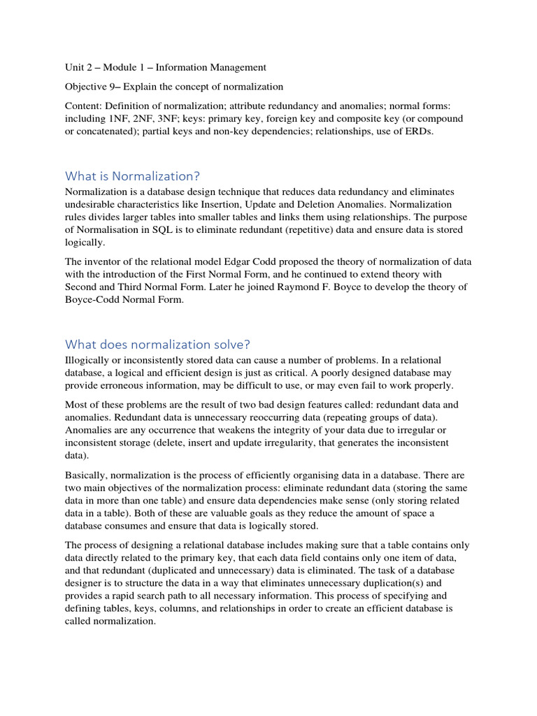 Understanding Database Normalization | PDF | Databases | Relational Model