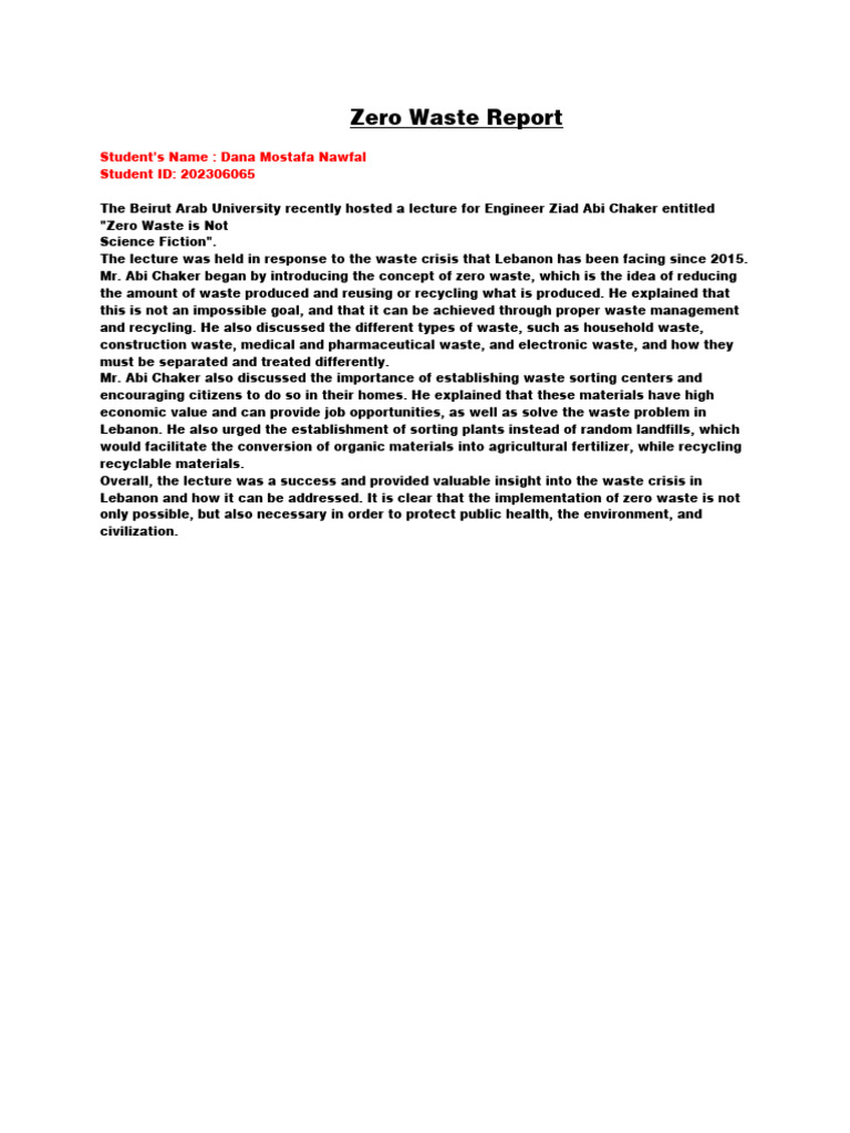 Zero Waste Report | PDF | Social Science