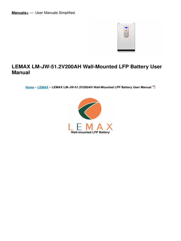 LEMAX LM-JW-51.2V200AH Battery Manual | PDF | Battery Charger | Battery ...