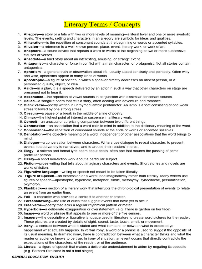 Literary Terms and Concepts | PDF | Poetry | Irony