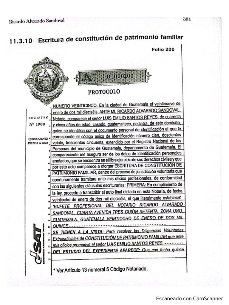 Escritura de Constitución de Patrimonio Familiar | PDF