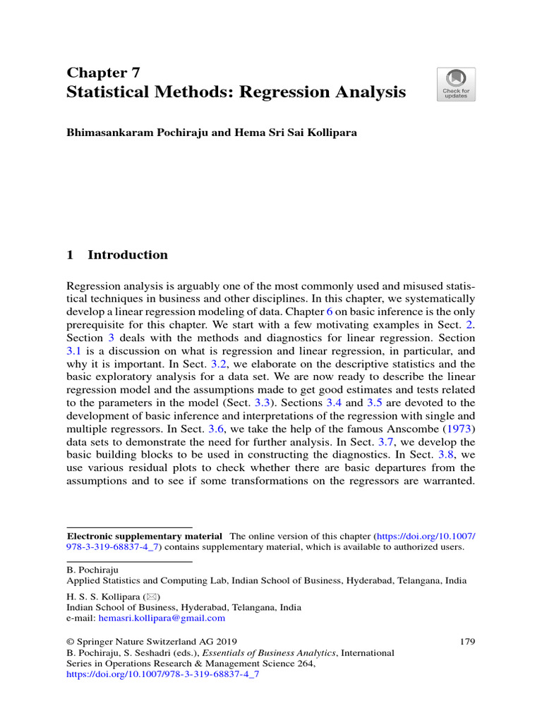 Statistical Methods Regression Analysis | PDF | Errors And Residuals ... Statistical Methods Regression Analysis | PDF | Errors And Residuals ...