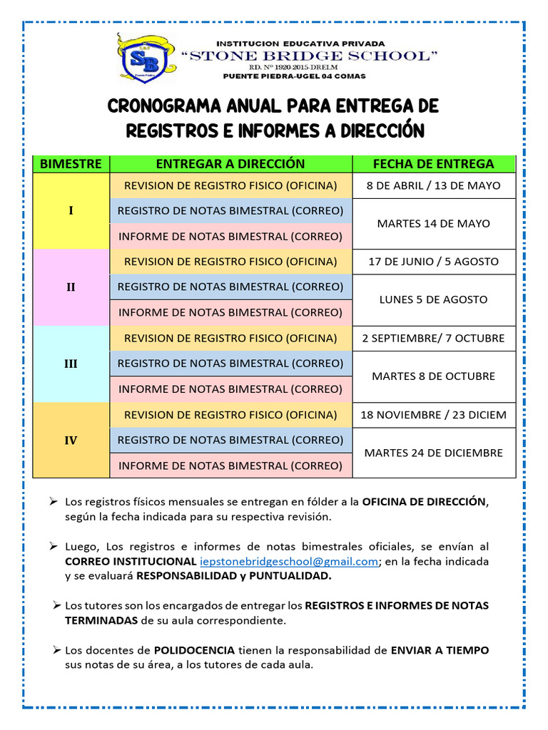 Cronogramas Anuales 2024 | PDF