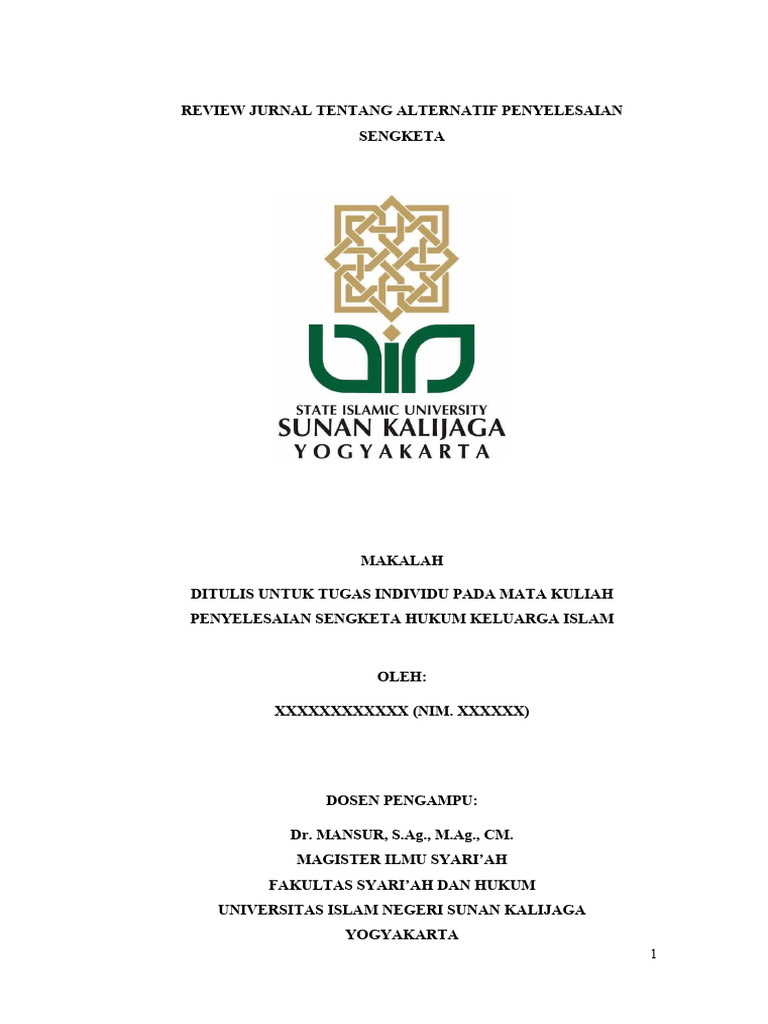 Review Jurnal Penyelesaian Sengketa | PDF