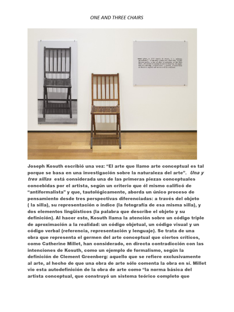 Una y tres sillas de Joseph Kosuth | PDF