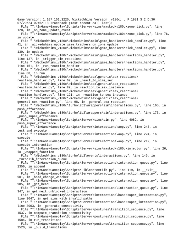 WickedWhims Debugging Guide | PDF | Software | Computing