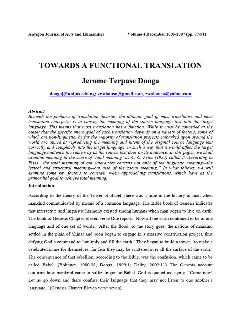 Towards A Functional Translation | PDF | Translations | Linguistics