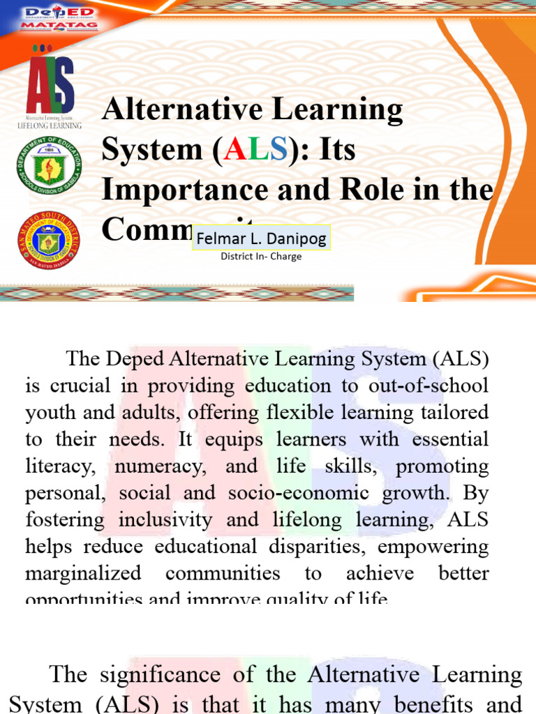 Importance of ALS | PDF | Learning | Literacy