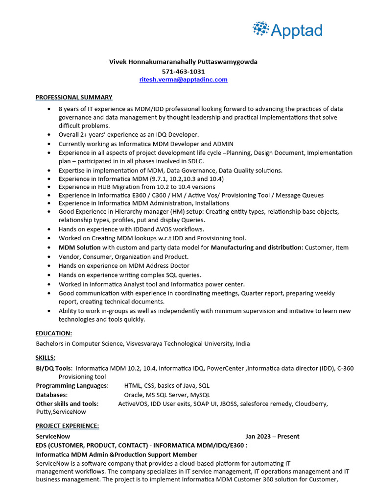 Vivek HP - Updated - Resume - 2024 | PDF | Microsoft Sql Server | Computing Vivek HP - Updated - Resume - 2024 | PDF | Microsoft Sql Server | Computing