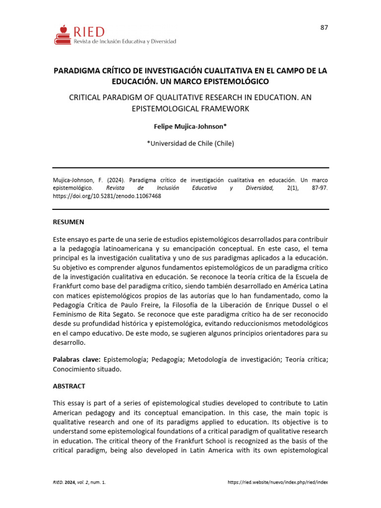 Paradigma Crítico en Investigación Educativa | PDF | Paradigma | La ...