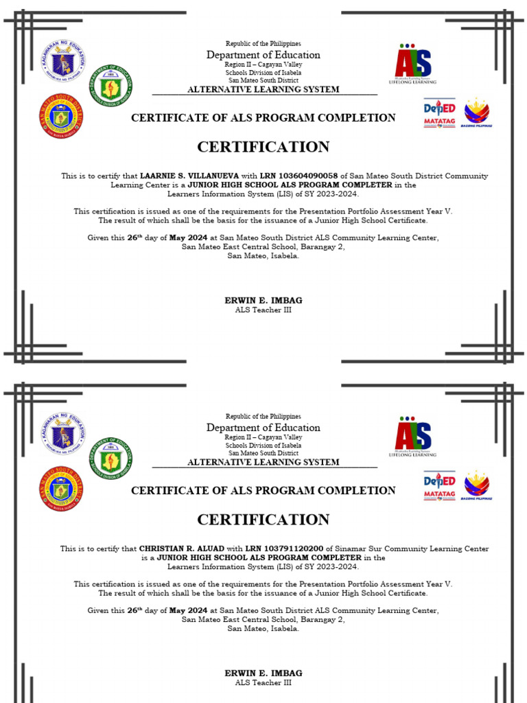 Certificate of Completion | PDF | Philippines