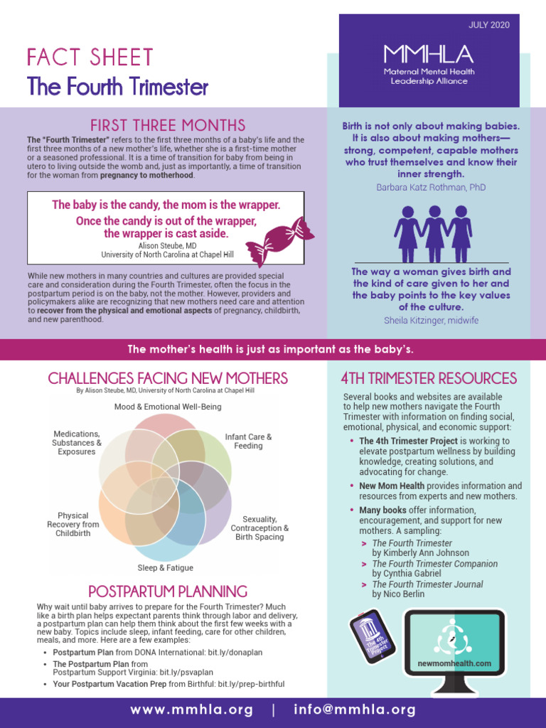 Fourth Trimester Fact Sheet - MMHLA | PDF | Postpartum Period | Pregnancy