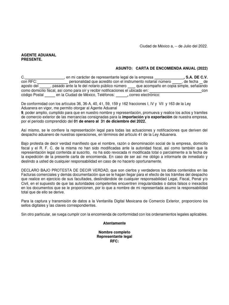 Carta de Encomienda Anual 2022 | PDF | Gobierno