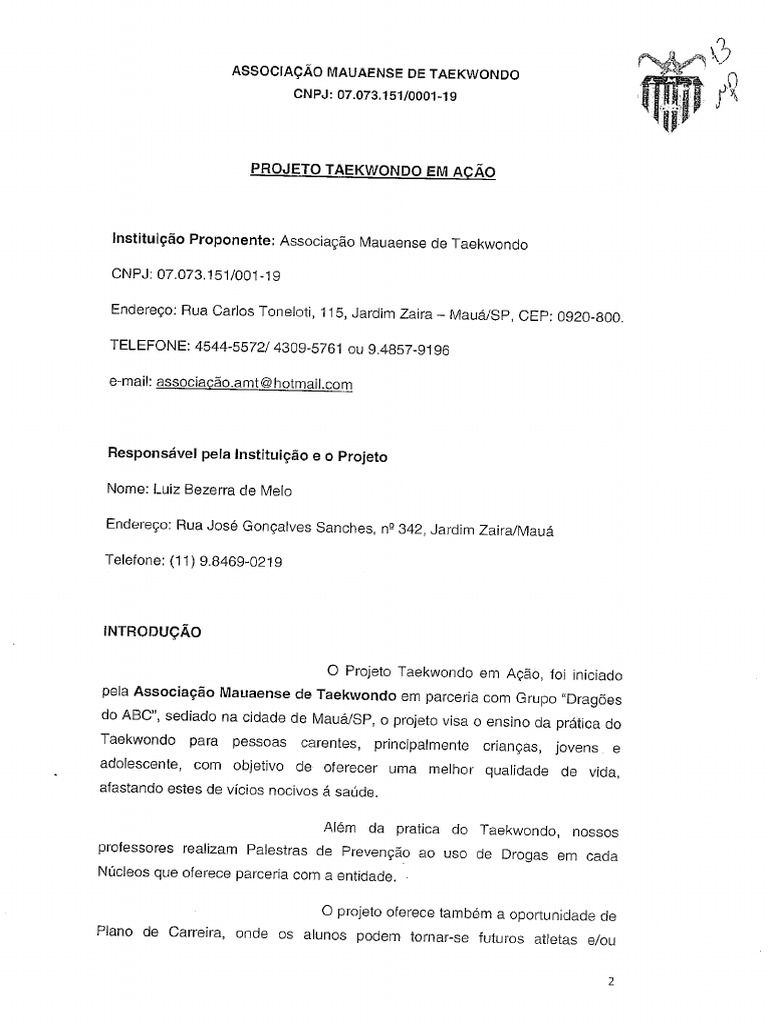 Projeto Taekwondo | PDF